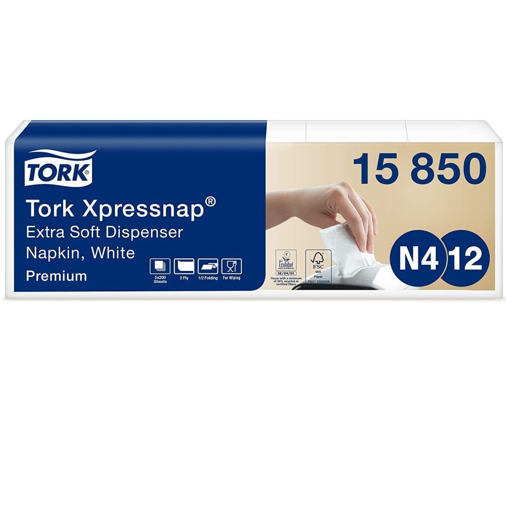 1000 Stück TORK 15850 Spenderservietten N4, Xpressnap, 1/2 Falz, 2 ...